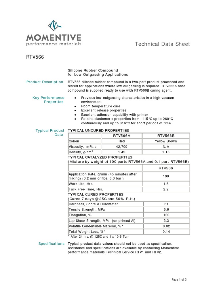 RTV 566 | PDF | Silicone | Vacuum