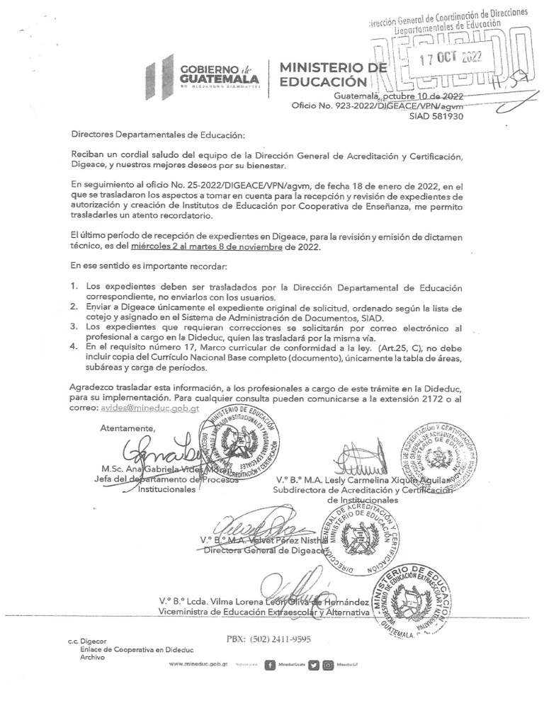 SIAD 581930 Oficio 923-2022 DIGEACE | PDF