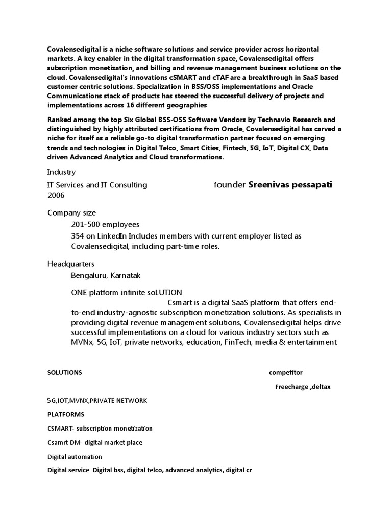 Covalensedigital Is A Niche Software Solutions and Service Provider ...