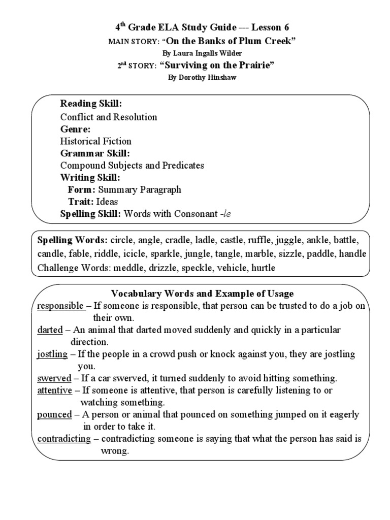 ELA Study Guide - Lesson 6 | PDF