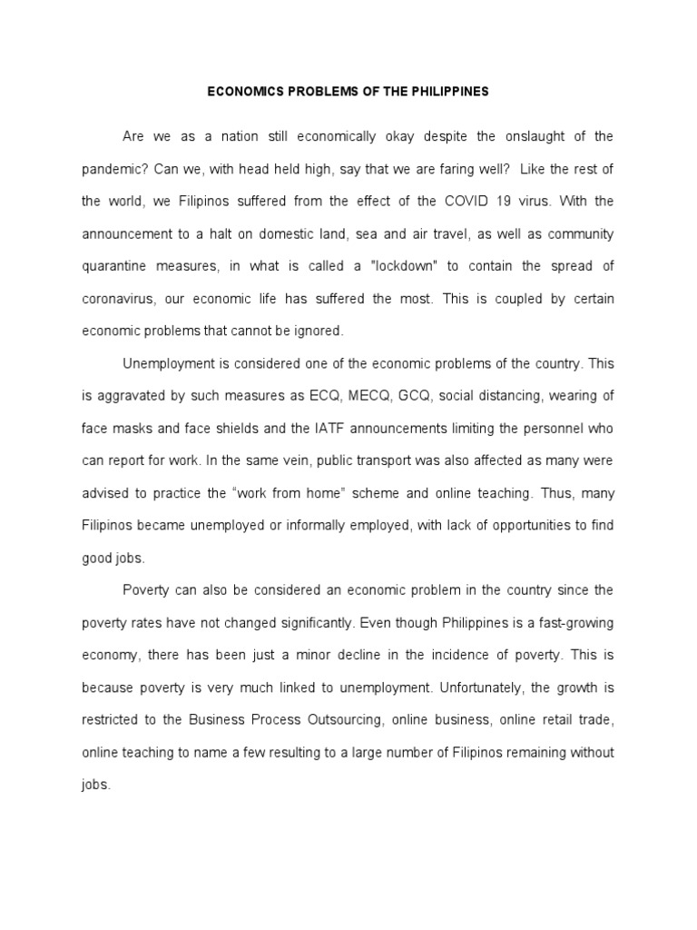 Economic Problems of The Philippines | PDF | Philippines | Unemployment