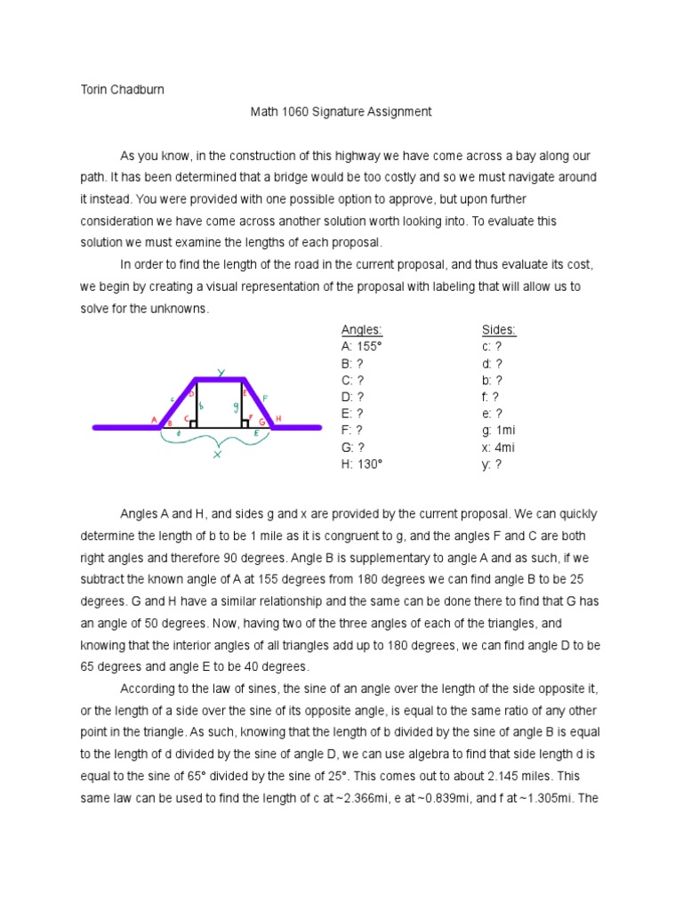 Highway Route Optimization Analysis | PDF | Triangle | Angle