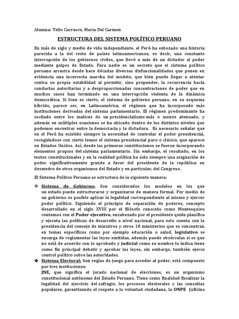 Estructura Del Sistema Político Peruano-Maria Tello | PDF | Ciencias ...