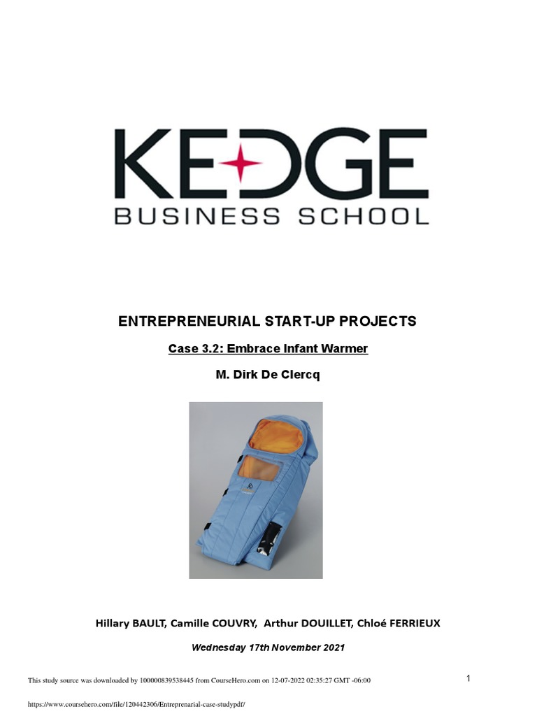 Start-Up Case: Embrace Infant Warmer | PDF | Neonatal Intensive Care Unit