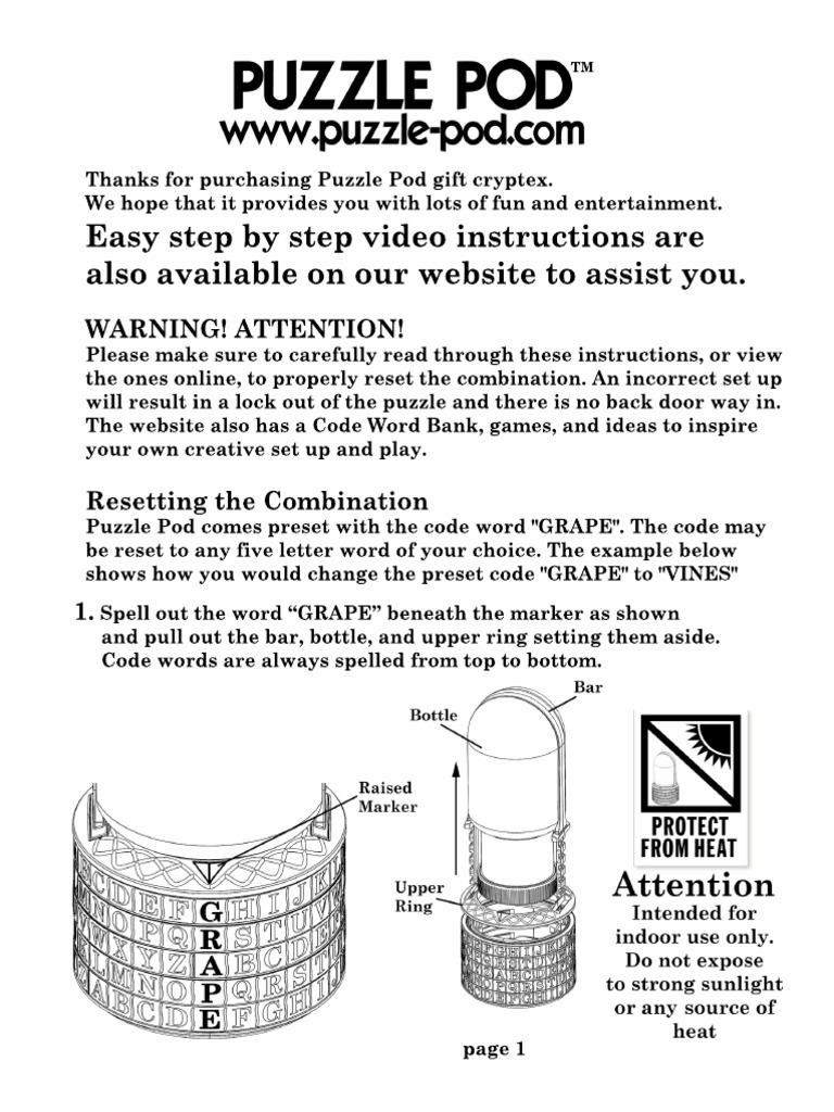 Instruction Sheet Puzzle Pod r2 | PDF