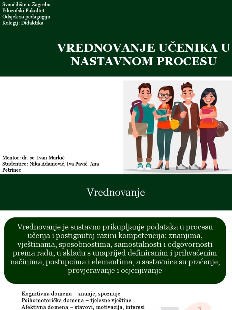 Vrednovanje Učenika U Nastavnom Procesu | PDF