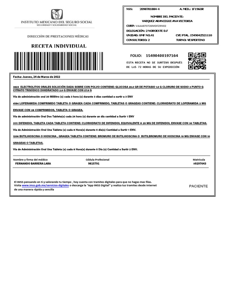 Receta imSS | PDF | Drogas | Tratamientos médicos