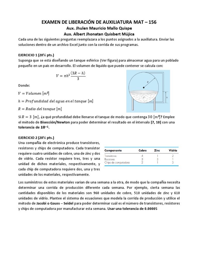 Examen Liberacion - Mat 156 | PDF