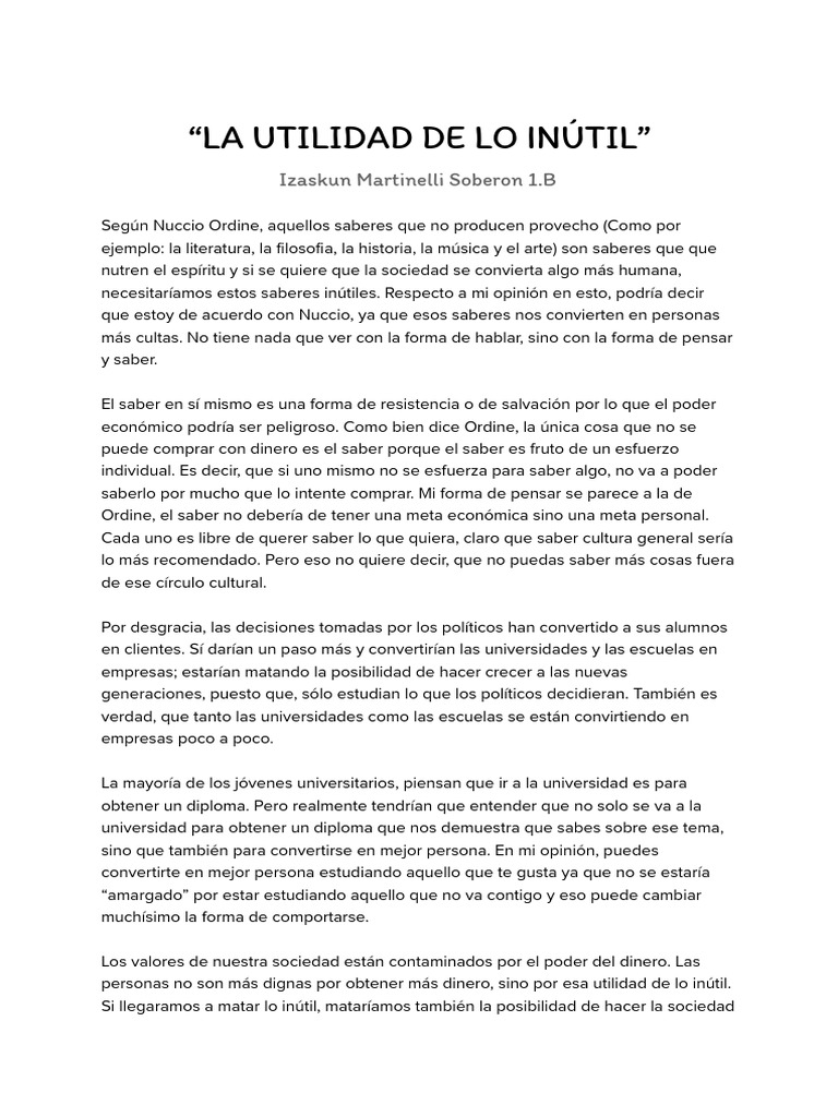 La Utilidad de Lo Inutil | PDF