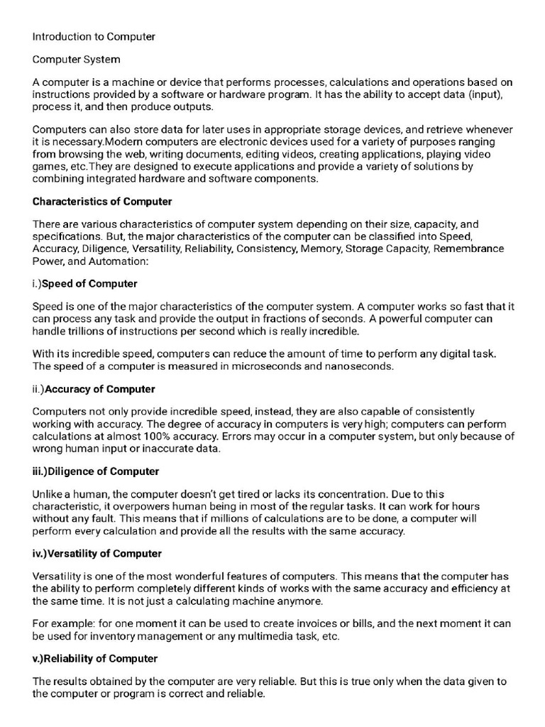 Introduction To Computer | PDF