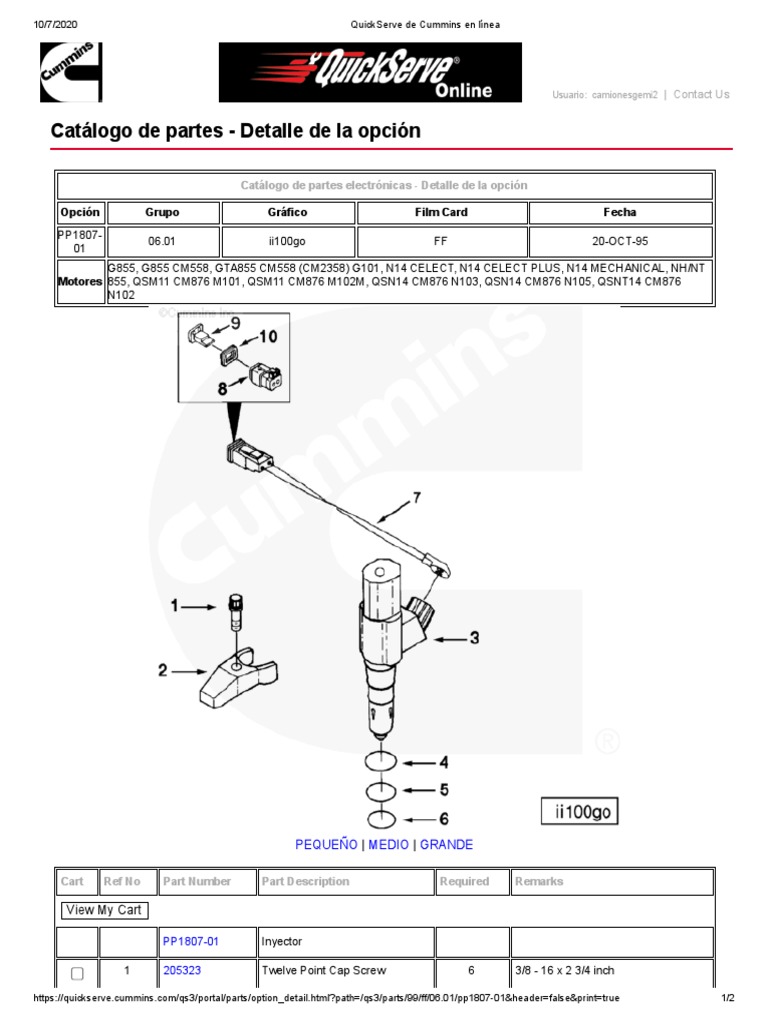N14 Celect CPL 1807 Inyector | PDF | Cummins