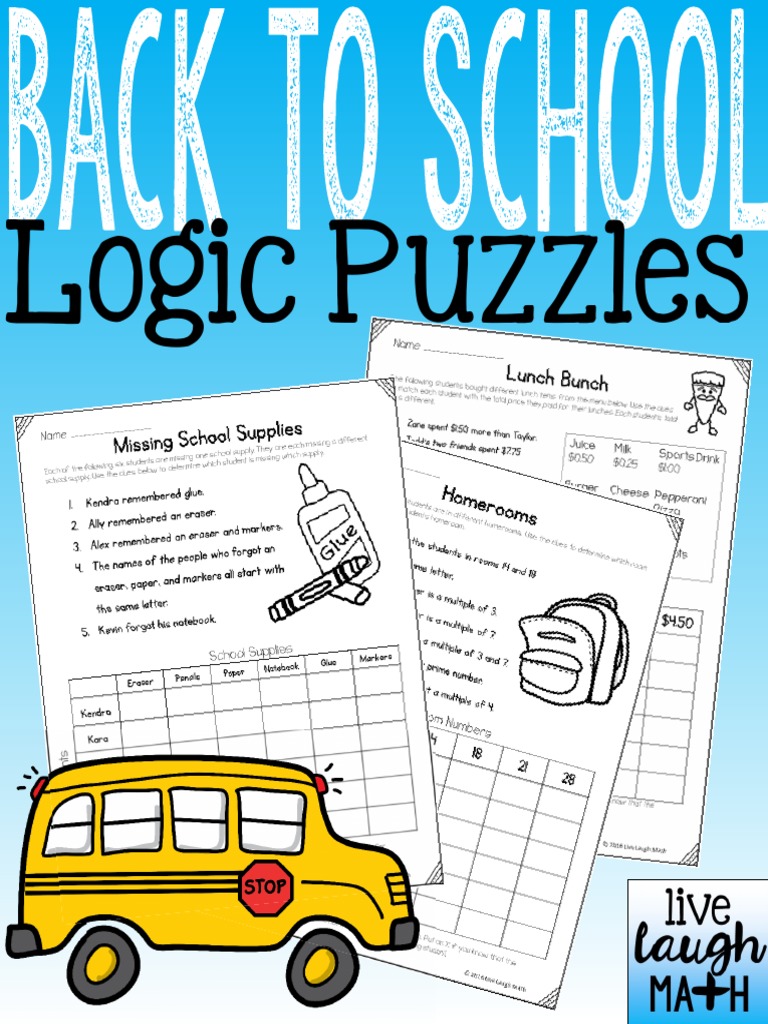 Backto School Logic Puzzles FREE | PDF