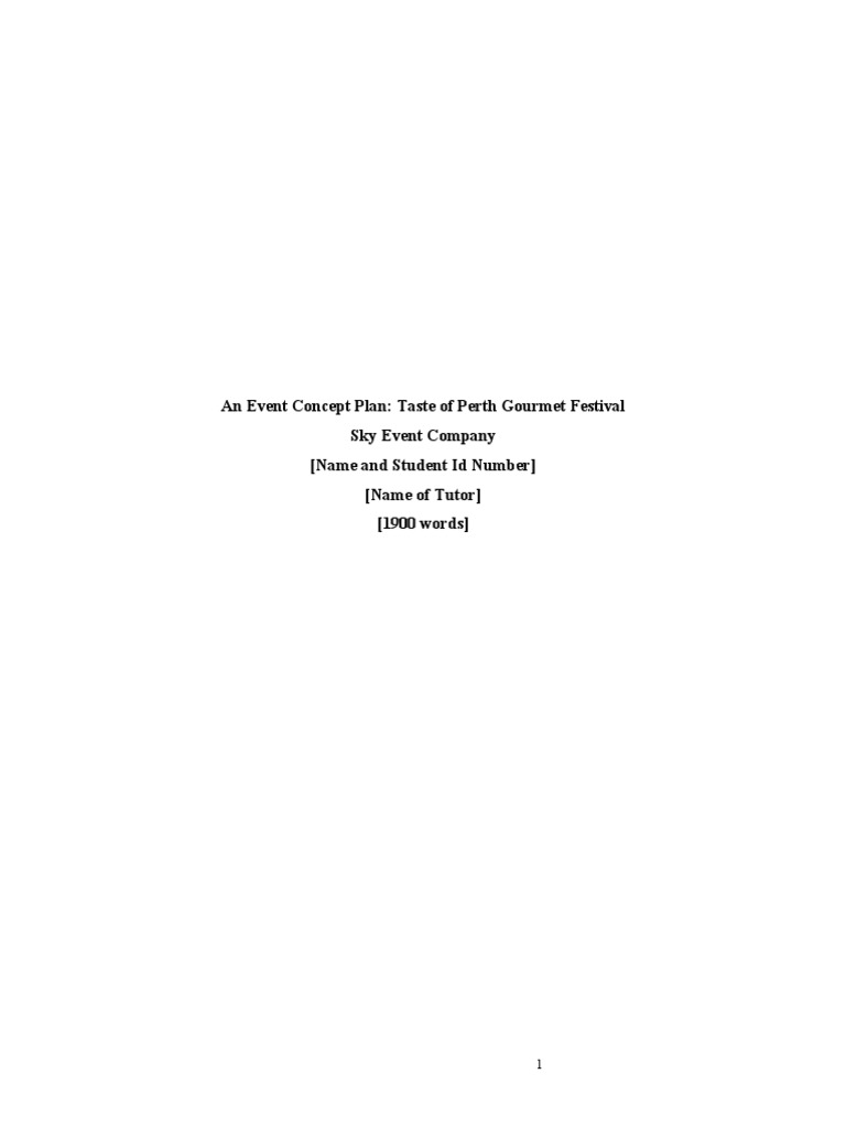 Taste of Perth Gourmet Festival Event Concept Plan | PDF | Foods ...