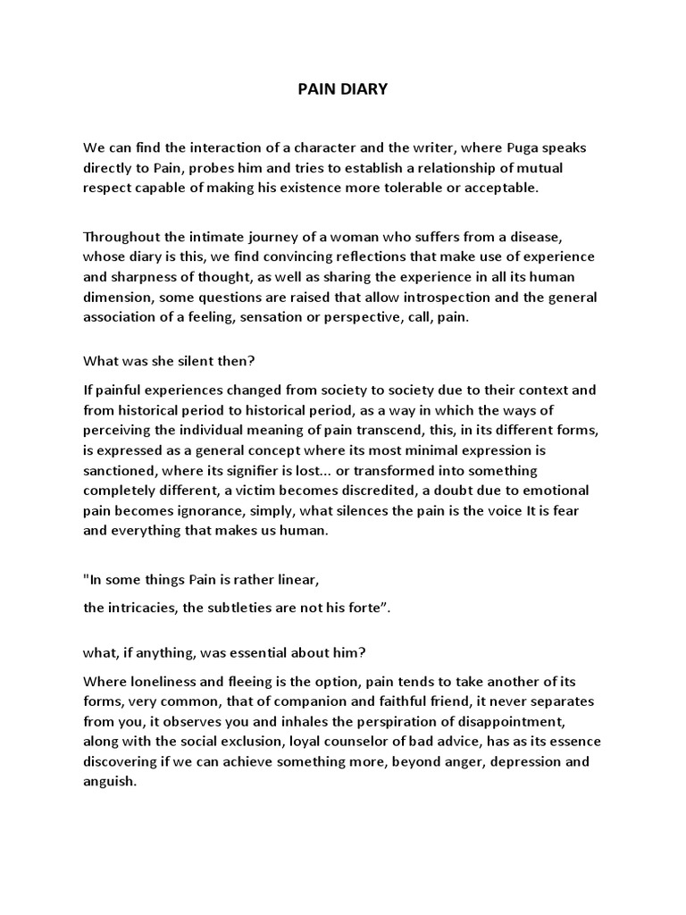 Pain Diary | PDF | Experience | Pain