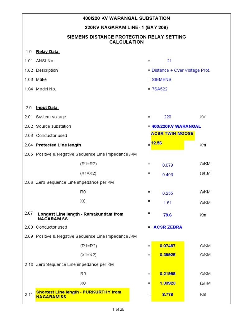 Siemens 7sa522 Distance Protection Relay Setting | PDF | Electrical ...