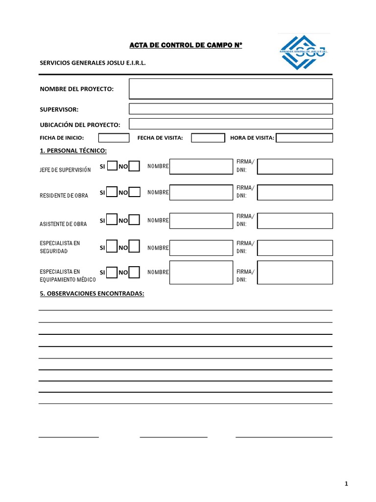 Acta Control de Campo | PDF