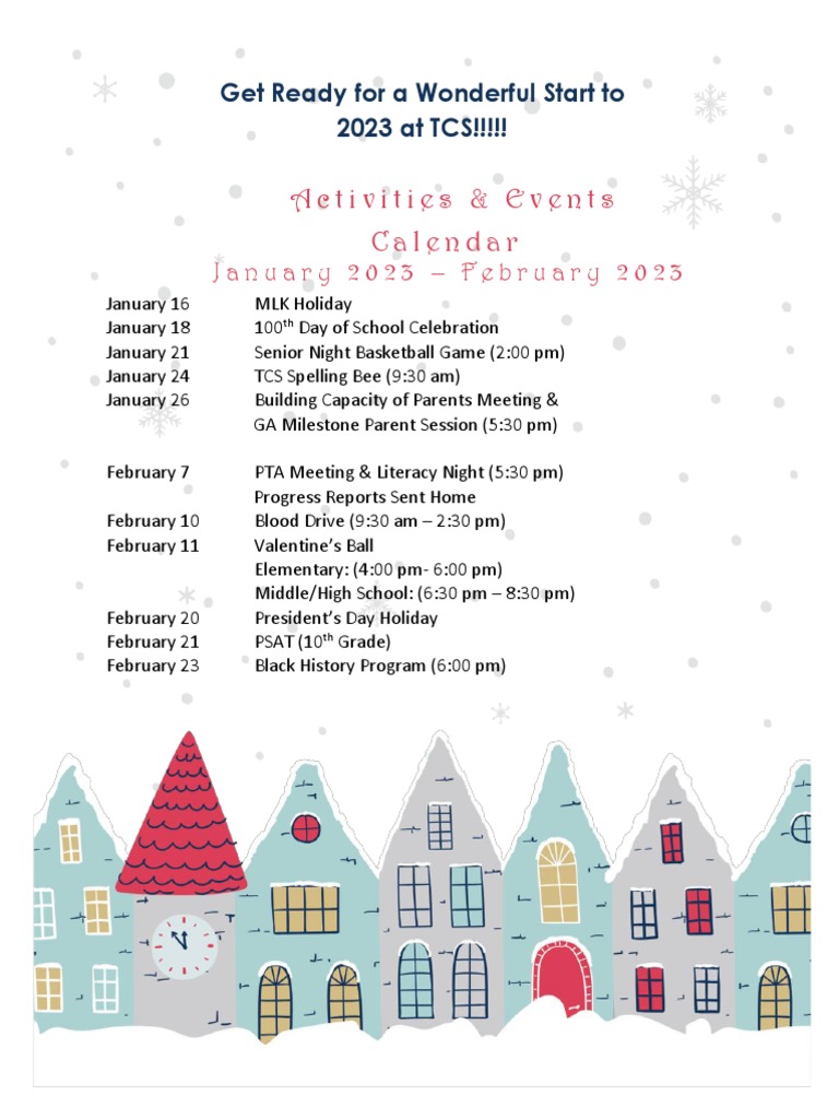 TCS Events Calendar: Jan-Feb 2023 | PDF