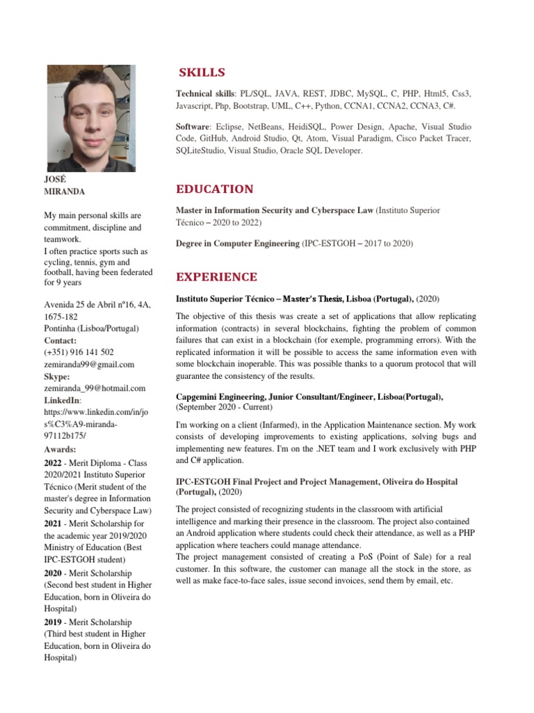 CV Jose Miranda | PDF | Point Of Sale | Information Technology Management