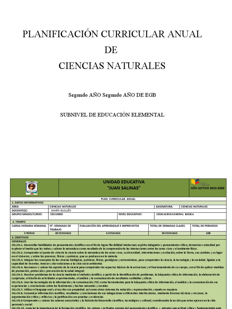 P.C.A. 2do CCNN Actualizado | PDF | Habitat | Science