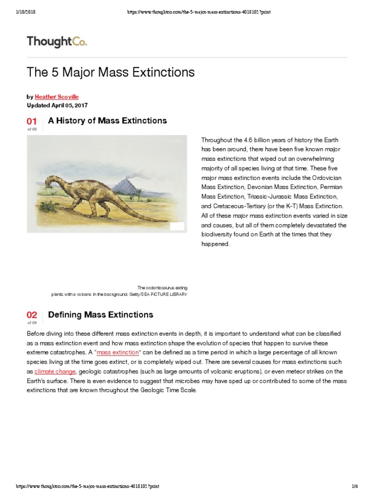 Five Major Mass Extinctions | PDF | Geologic Time Scale | Extinction