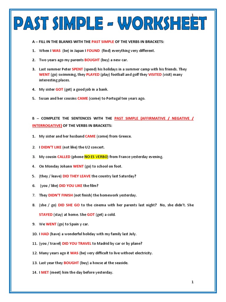 Simple Past | PDF | Grammar | Linguistics