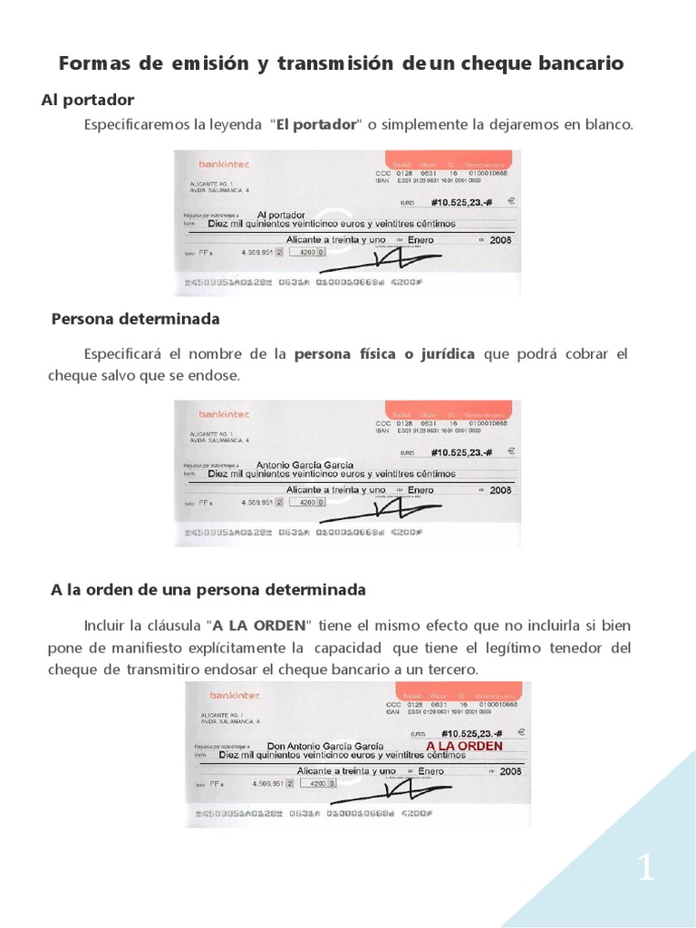 Tipos y Endosos de Cheques Bancarios | PDF | Cheque | Tecnología financiera