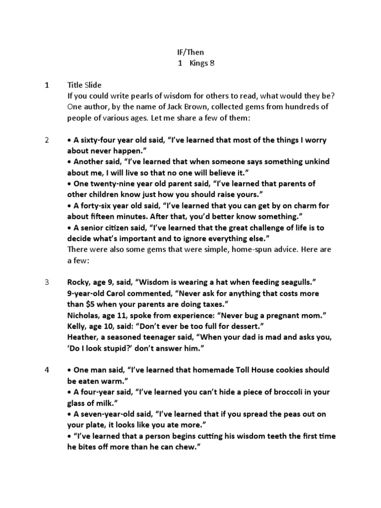 Wisdom for All Ages | PDF | Solomons | David