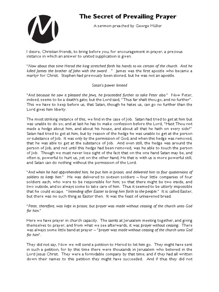 The Secret of Prevailing Prayer | Download Free PDF | Miracle | Prayer