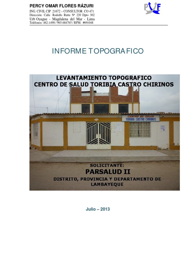 Estudio Topográfico Centro Salud Toribia | PDF | Topografía | Geodesia