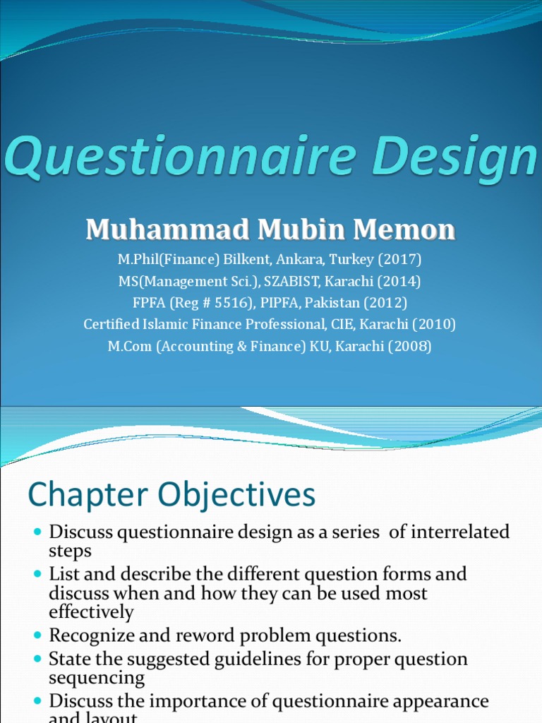 IUMC - RM - Week 4D - Questionnaire Development | PDF | Survey Methodology