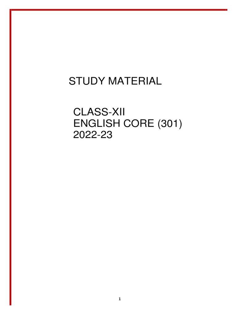 XII Study Material English 2022-23 | Download Free PDF | Memory ...