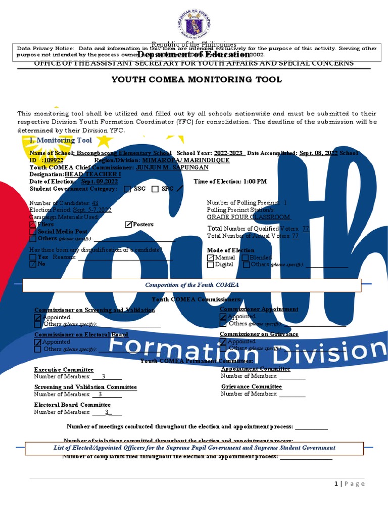 Annex A B 1 Bacongbacong Elem. School | PDF | Elections | Voting