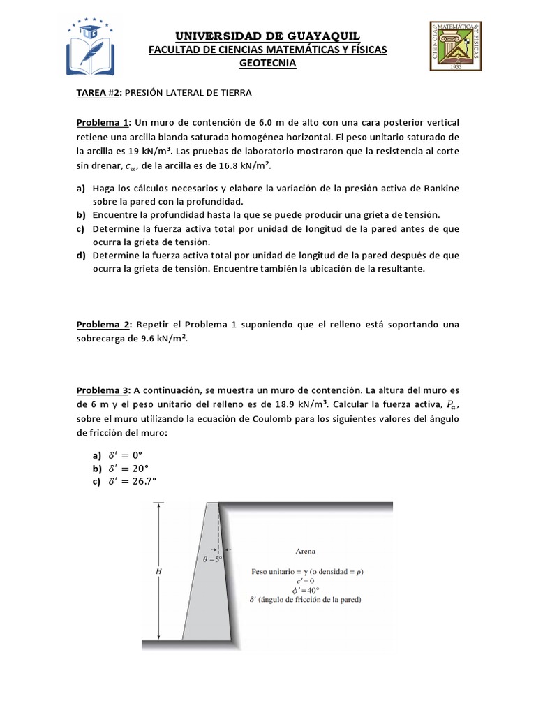 UG Geotecnia - Tarea #2 | PDF | Mecánica de suelos | Ingeniería mecánica