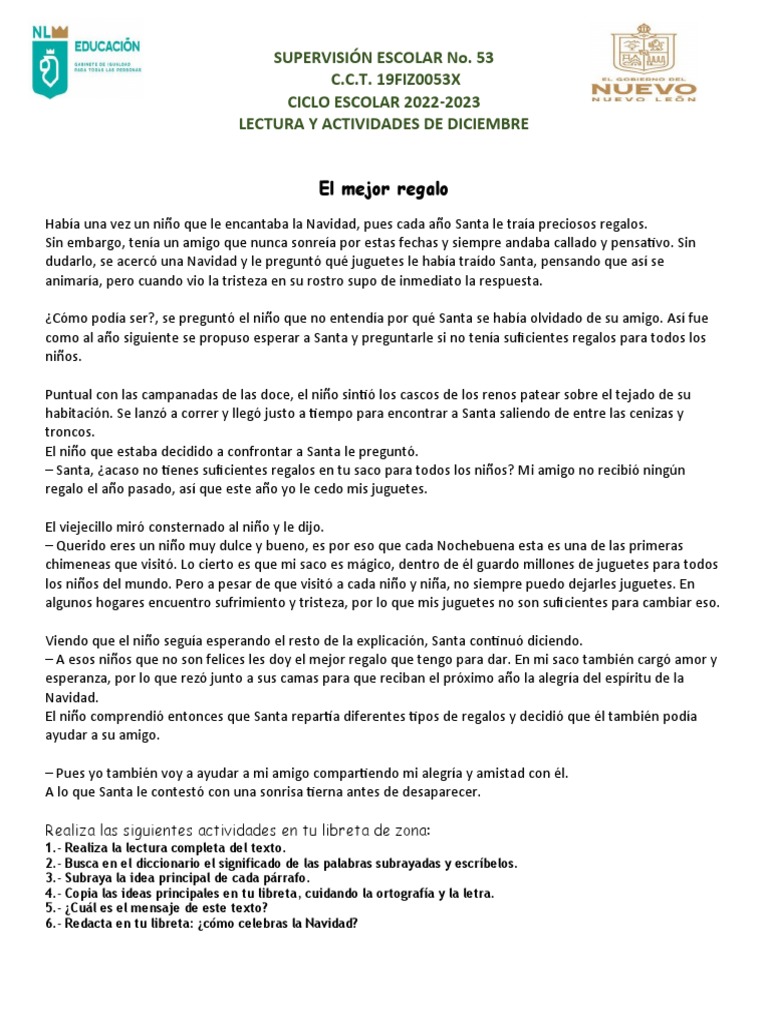 Lectura para Quinto y Sexto Grados 2 Diciembre | PDF