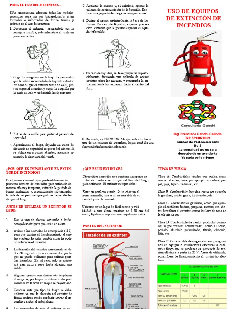Triptico Uso de Extintores | PDF | Incendios | Ciencias fisicas