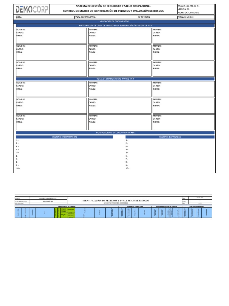Formato PTS 09 IPER | PDF | Riesgo | Higiene Ocupacional