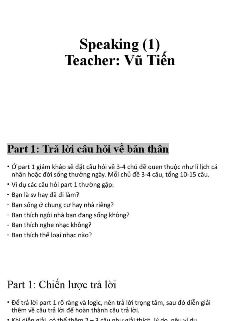 Speaking 1 | PDF