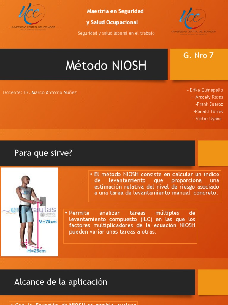 Grupo 7 Ecuacion NIOSH | Descargar gratis PDF | Frecuencia | Las condiciones de trabajo