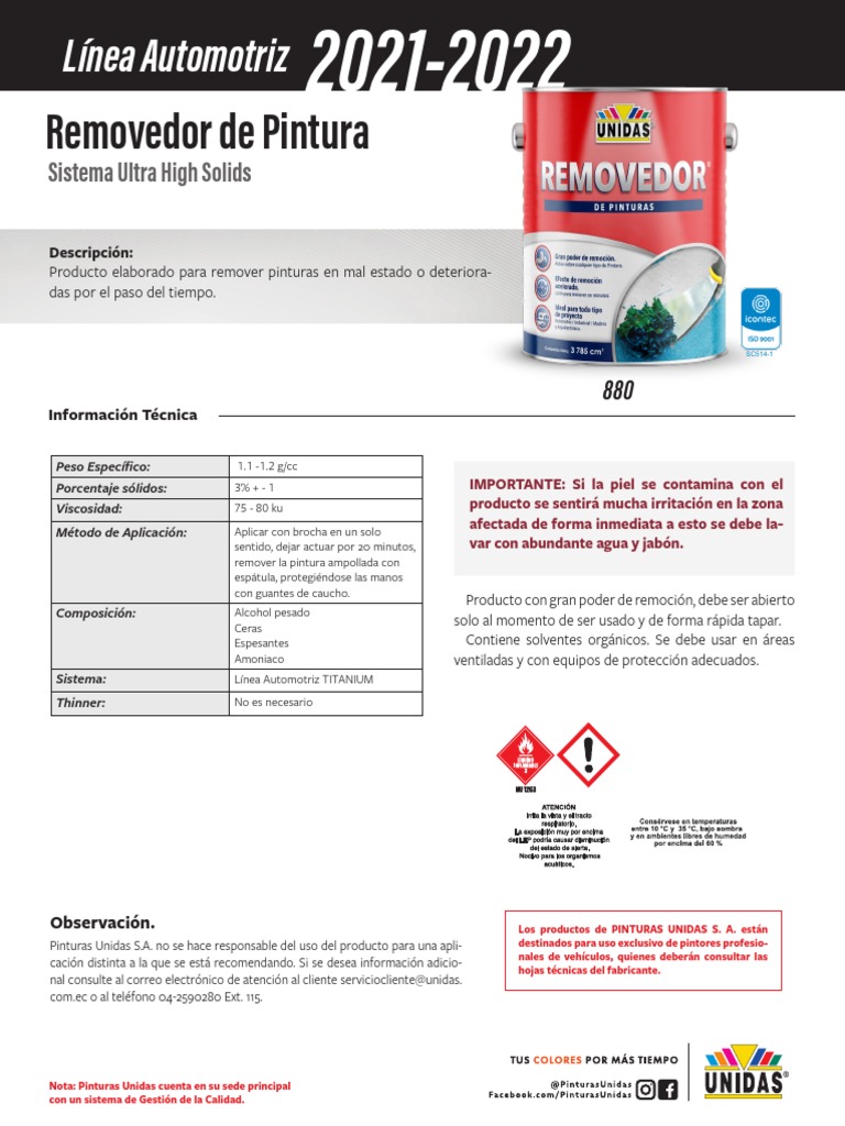 Hoja Tecnica Removedor | PDF