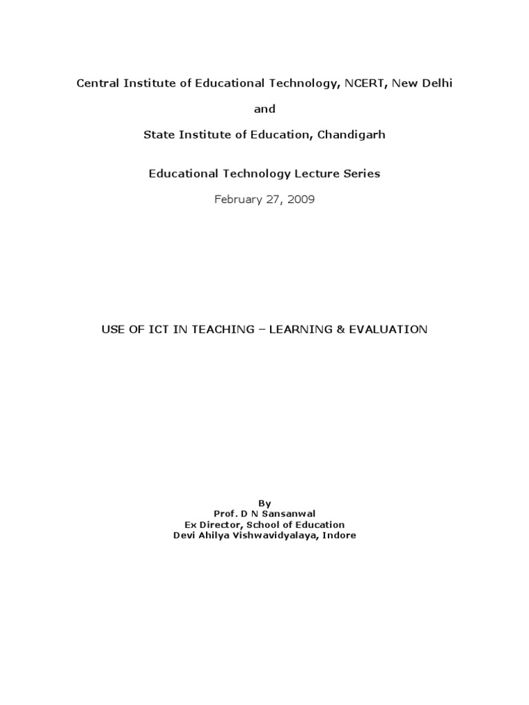 Use of ICT in Teaching, Learning and Evaluation | PDF | Educational ...