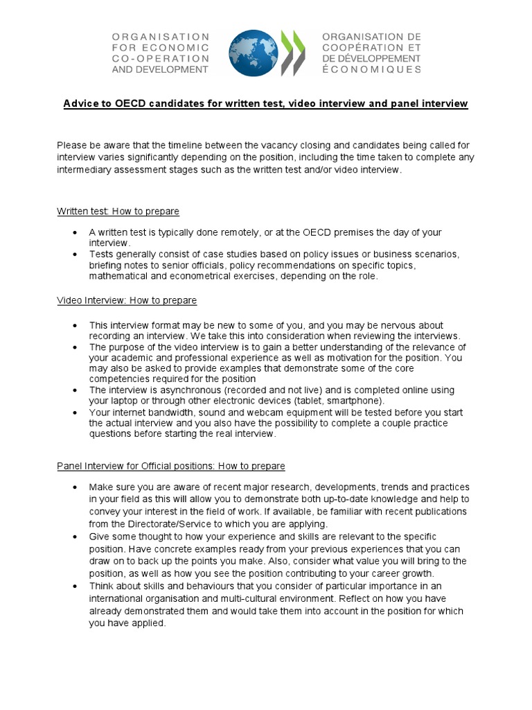 OECD Interview Preparation Guide | PDF | Competence (Human Resources ...