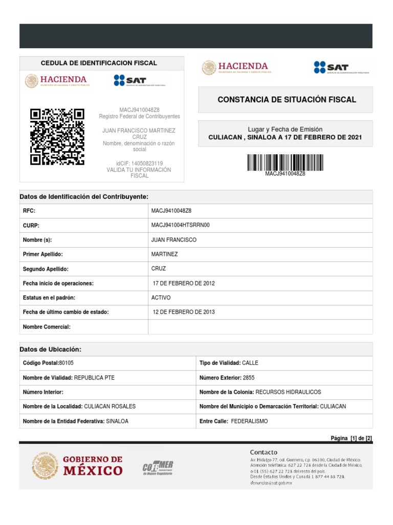 RFC (Sat) | PDF | Gobierno