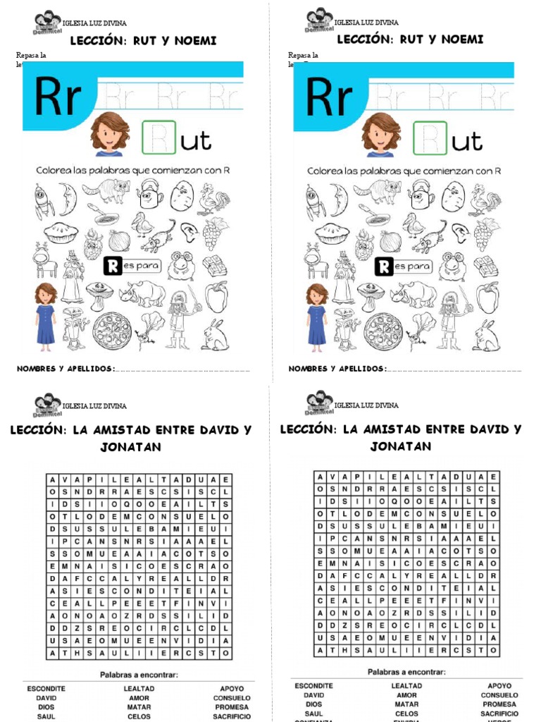 Lecciones Bíblicas: Rut, Noemí y David | PDF | Artes del Lenguaje y ...