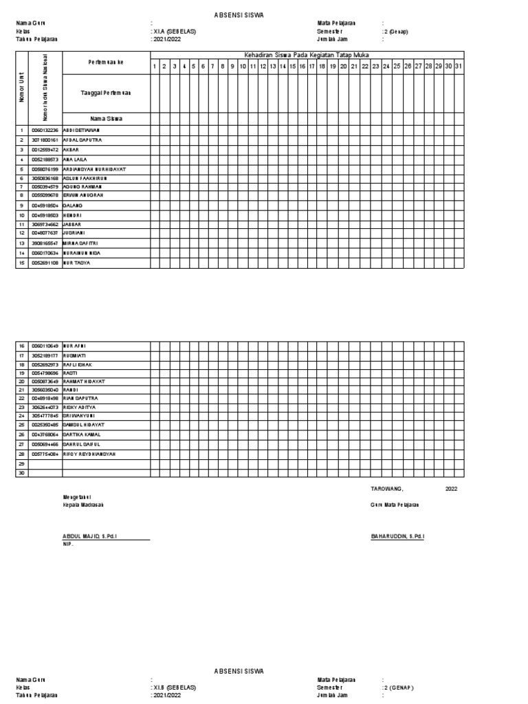 Absen Siswa | PDF