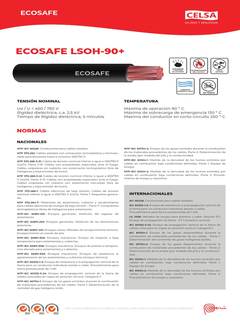 LSOH-90 | PDF | Aislador (Electricidad) | Combustión