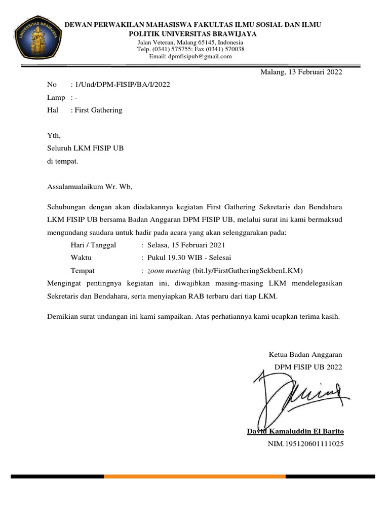 Undangan First Gathering LKM | PDF