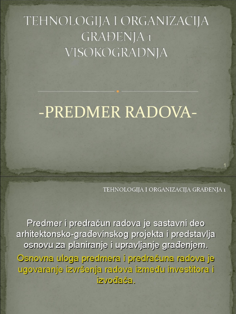 01 TOG 1-K-Predmer Radova | PDF