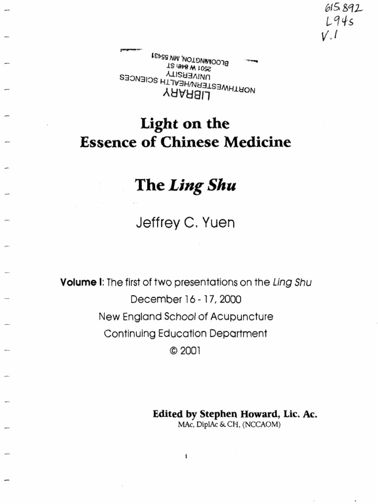 Ling Shu Vol 1 | PDF | Qi | Hand