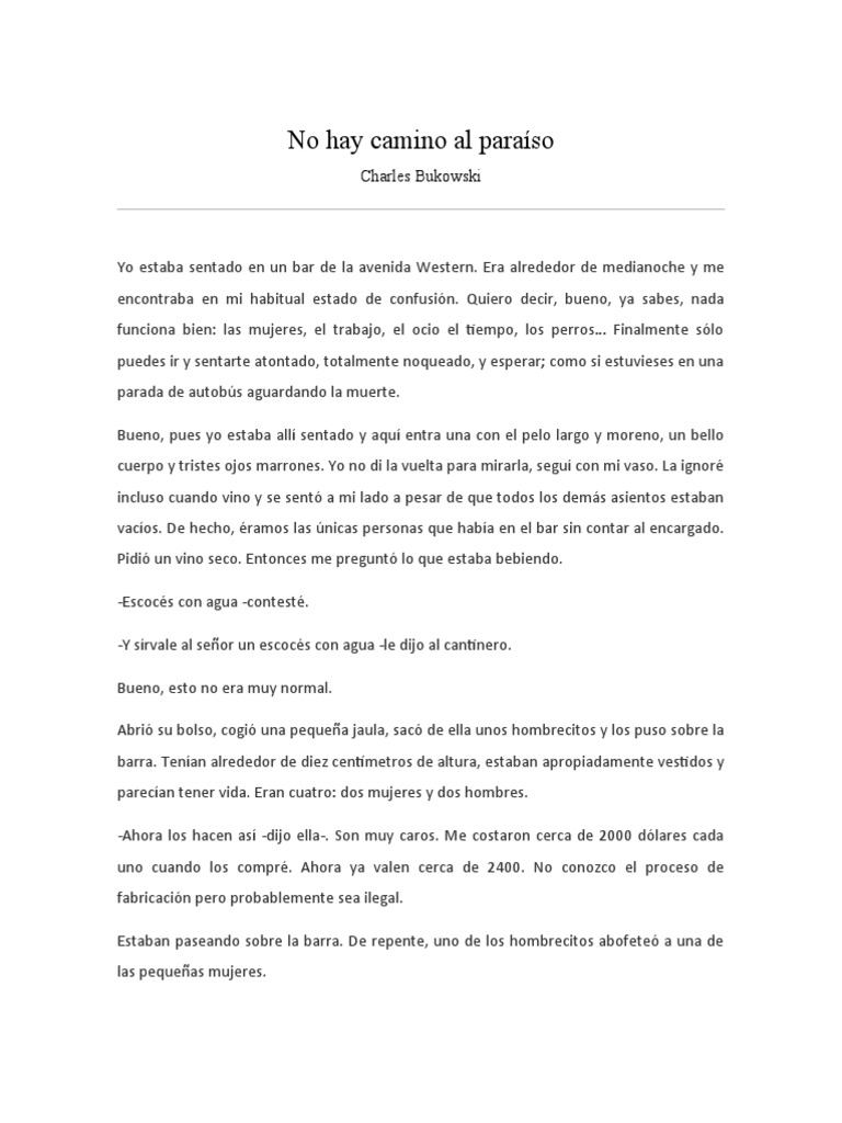 No hay camino al paraíso: Bukowski | PDF