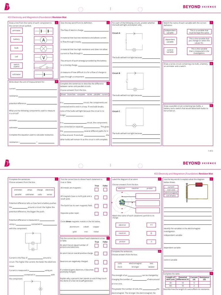 T SC 2549972 ks3 Electricity and Magnetism Foundation Revision Mat ...